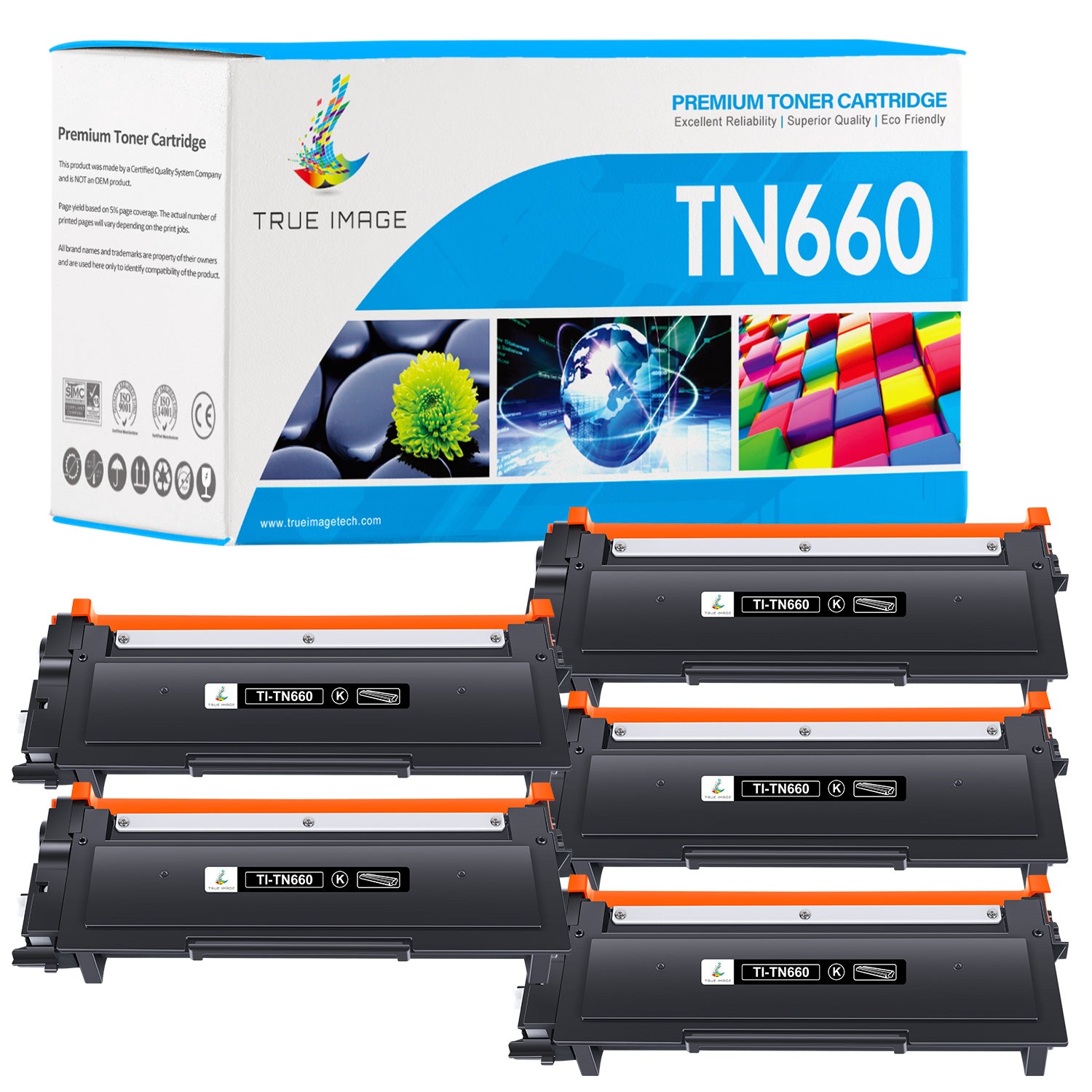 Brother TN660 TN-660 Toner Cartridge 5-P